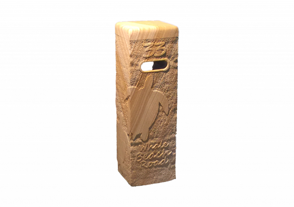 Sandstone letterbox with house number and relief – Sydney Stone Company